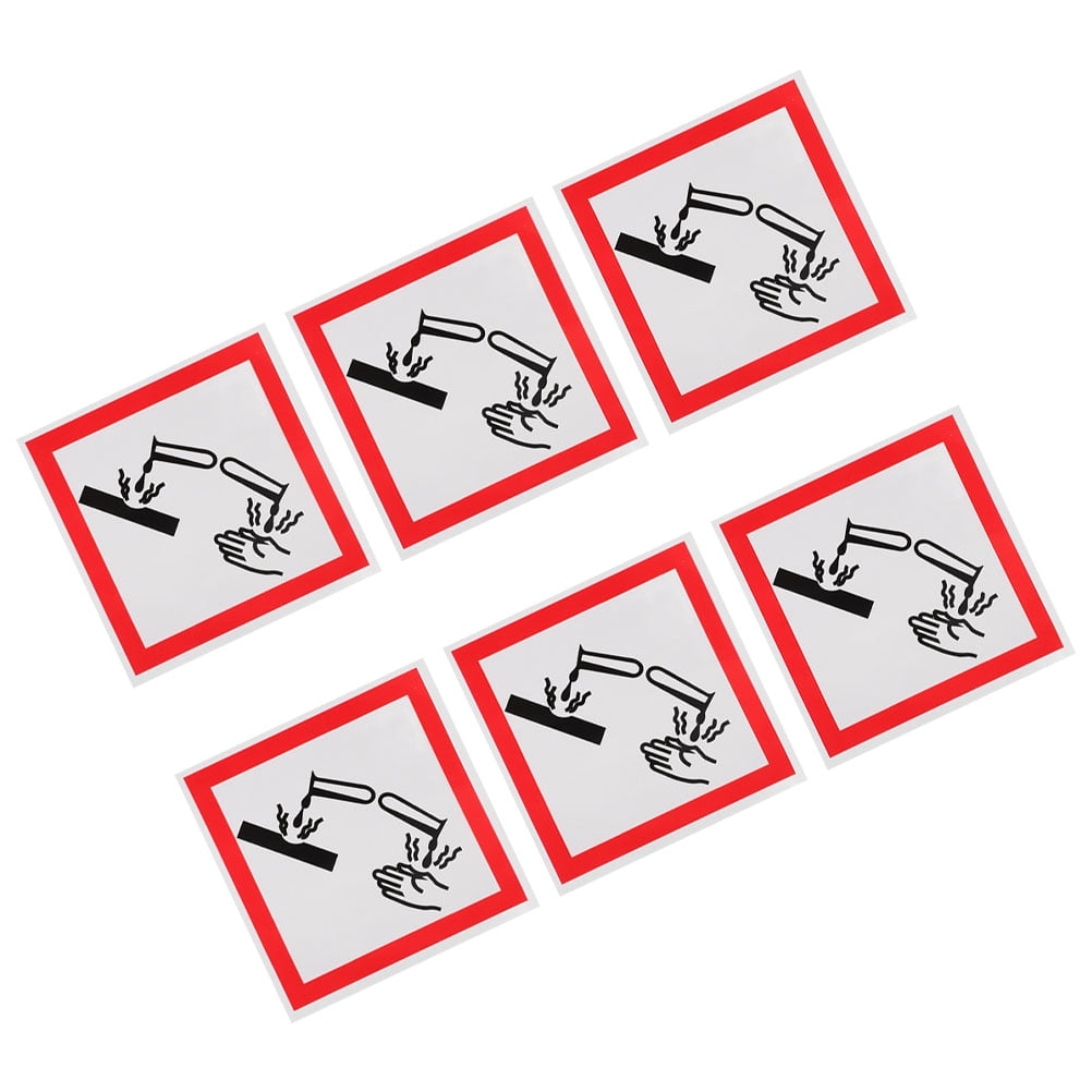 6pcs Corrosive Material Label Stickers Adhesive Safety Signs Hazmat ...