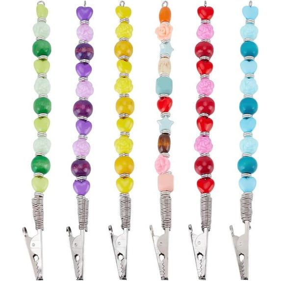 6pcs Credit Card Clip Pullers Acrylic Heart Flower Beads Credit Card ...