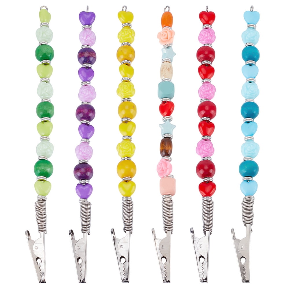6pcs Credit Card Clip Pullers Acrylic Heart Flower Beads Credit Card ...