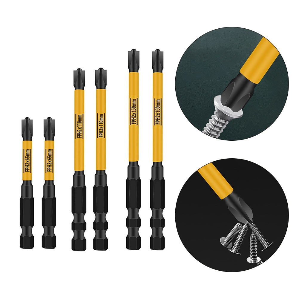 6pcs Cross Screwdriver Bits Set Non-Slip PH2 Magnetic Batch Head ...
