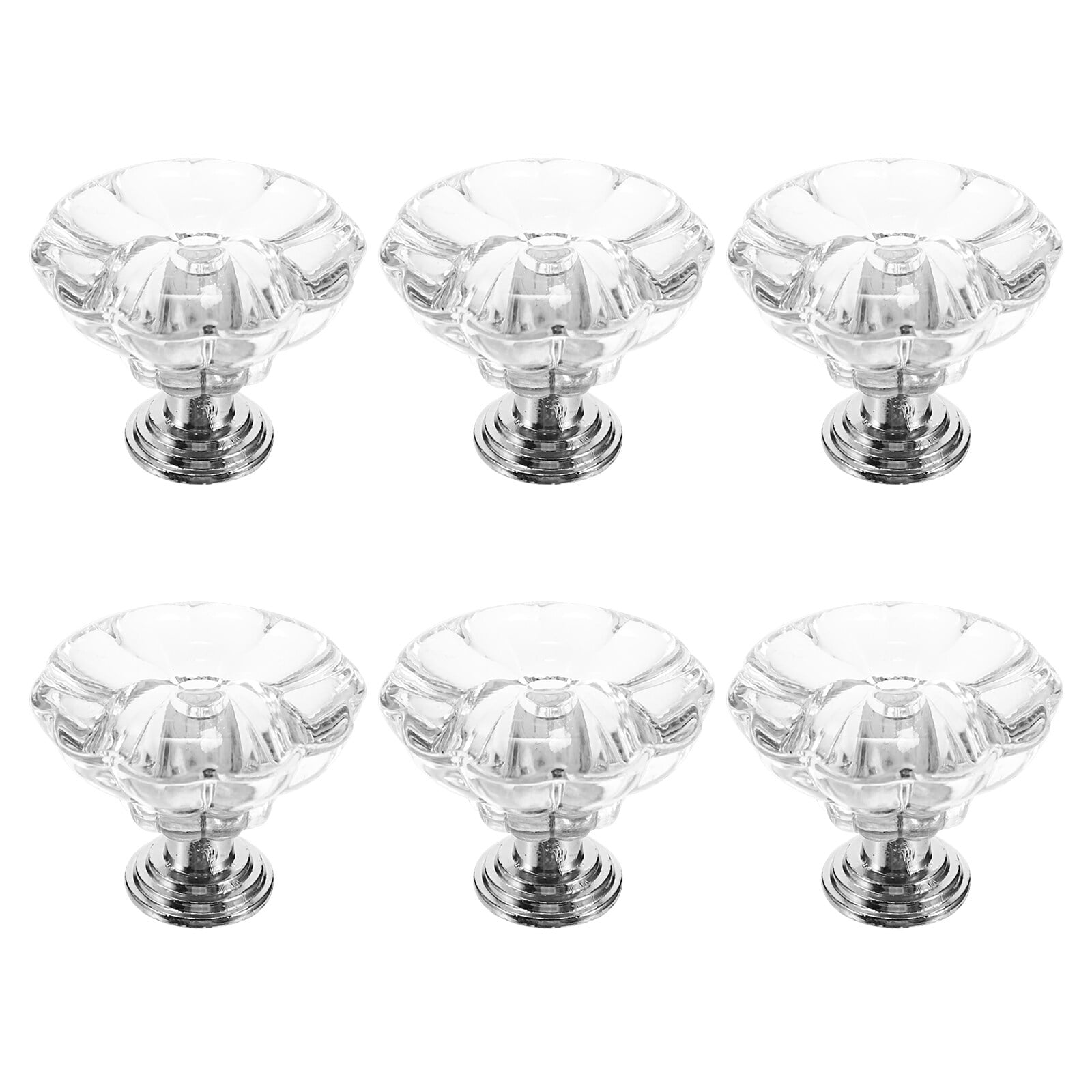 HOOWIFFY 6pcs Crystal Drawer Pulls Transparent Zinc Alloy Cabinet ...