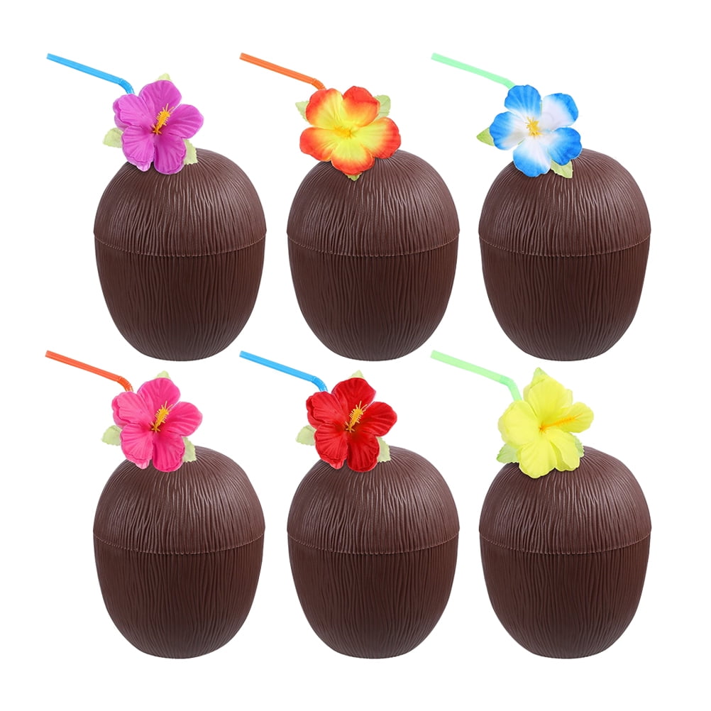6pcs Cups with Straws Accessories Photo Props for Hawaiian Luau Party ...