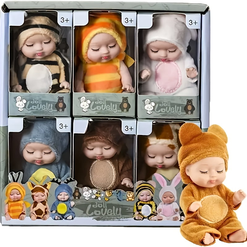 6pcs Cute Cartoon Princess Doll Set Gift Box 4.3 Inch Reborn Cute ...