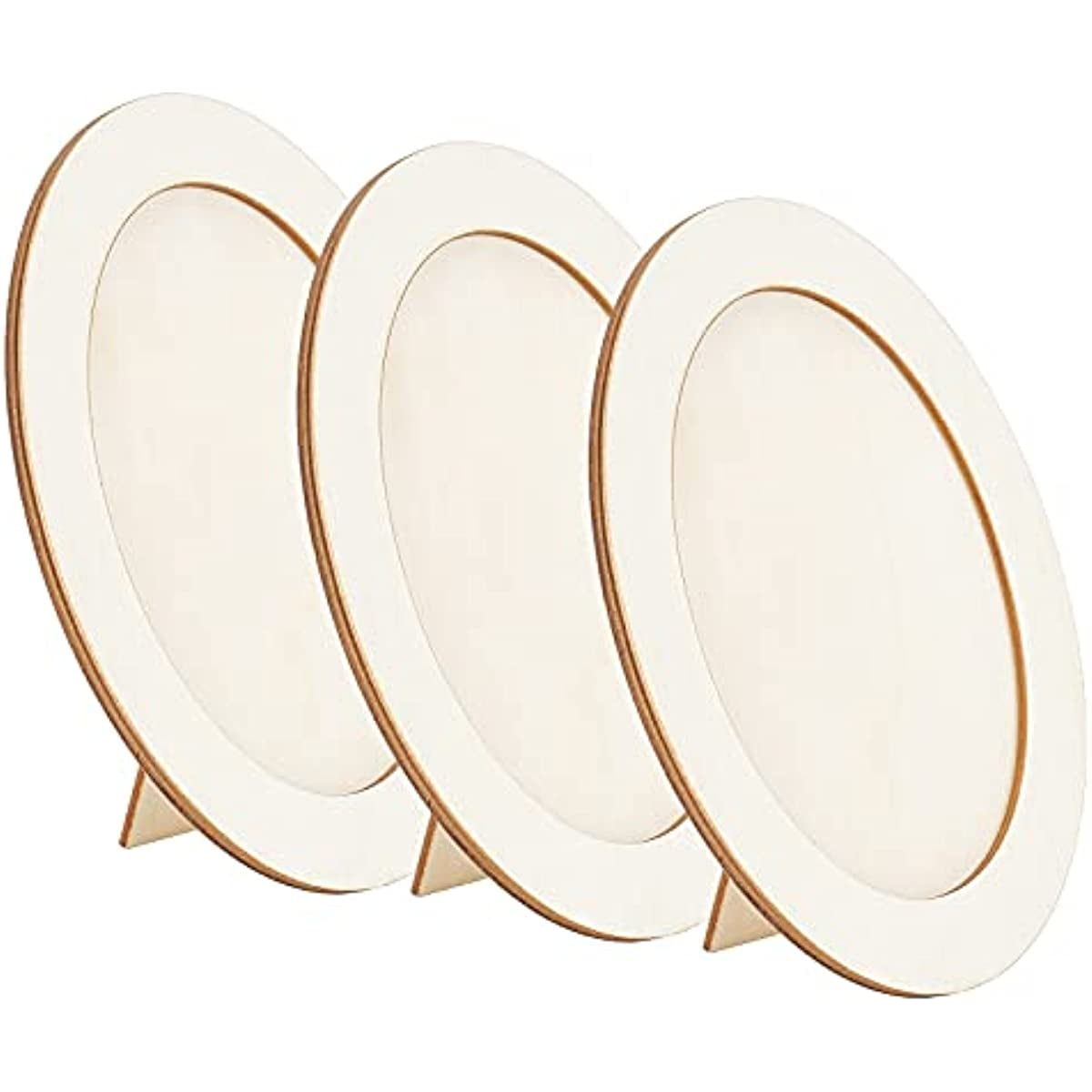 6pcs DIY Wood Photo Frame Kit Wooden Oval Photo Display Frame Stand Up Picture Artwork Frame ...