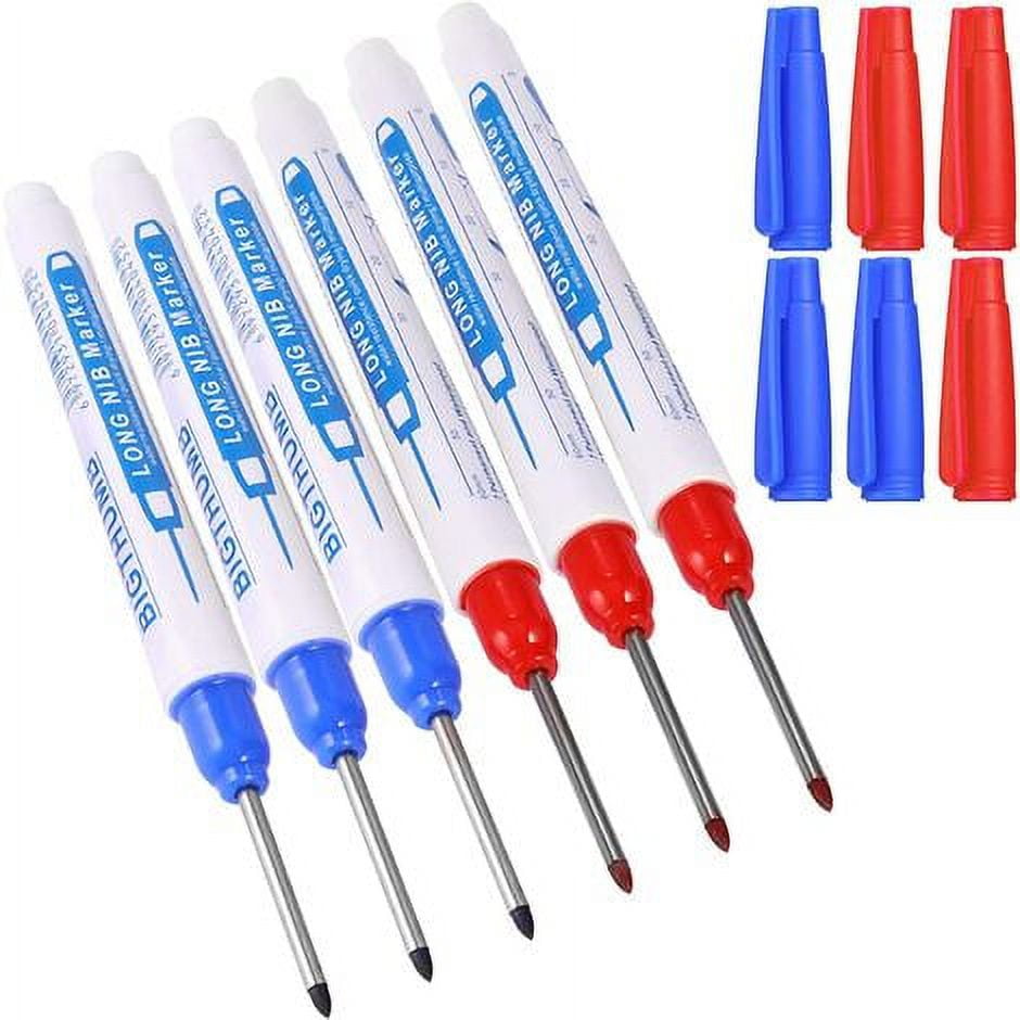 6pcs Deep Hole Markers, Carpenter Marker, 30mm Fine Tip Indelible ...