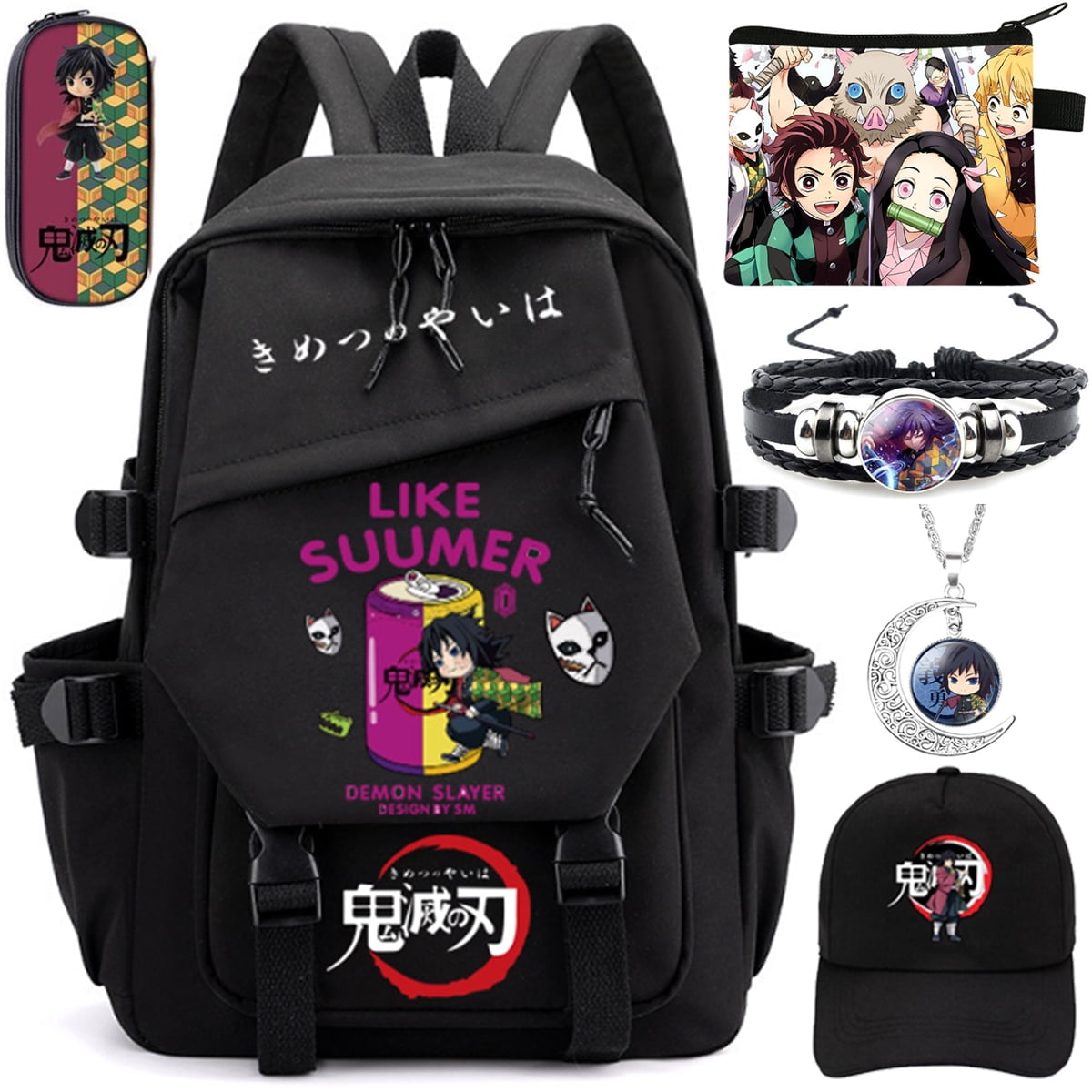 6pcs Demon Slayer Agatsuma Zenitsu School Backpack kits - Walmart.com