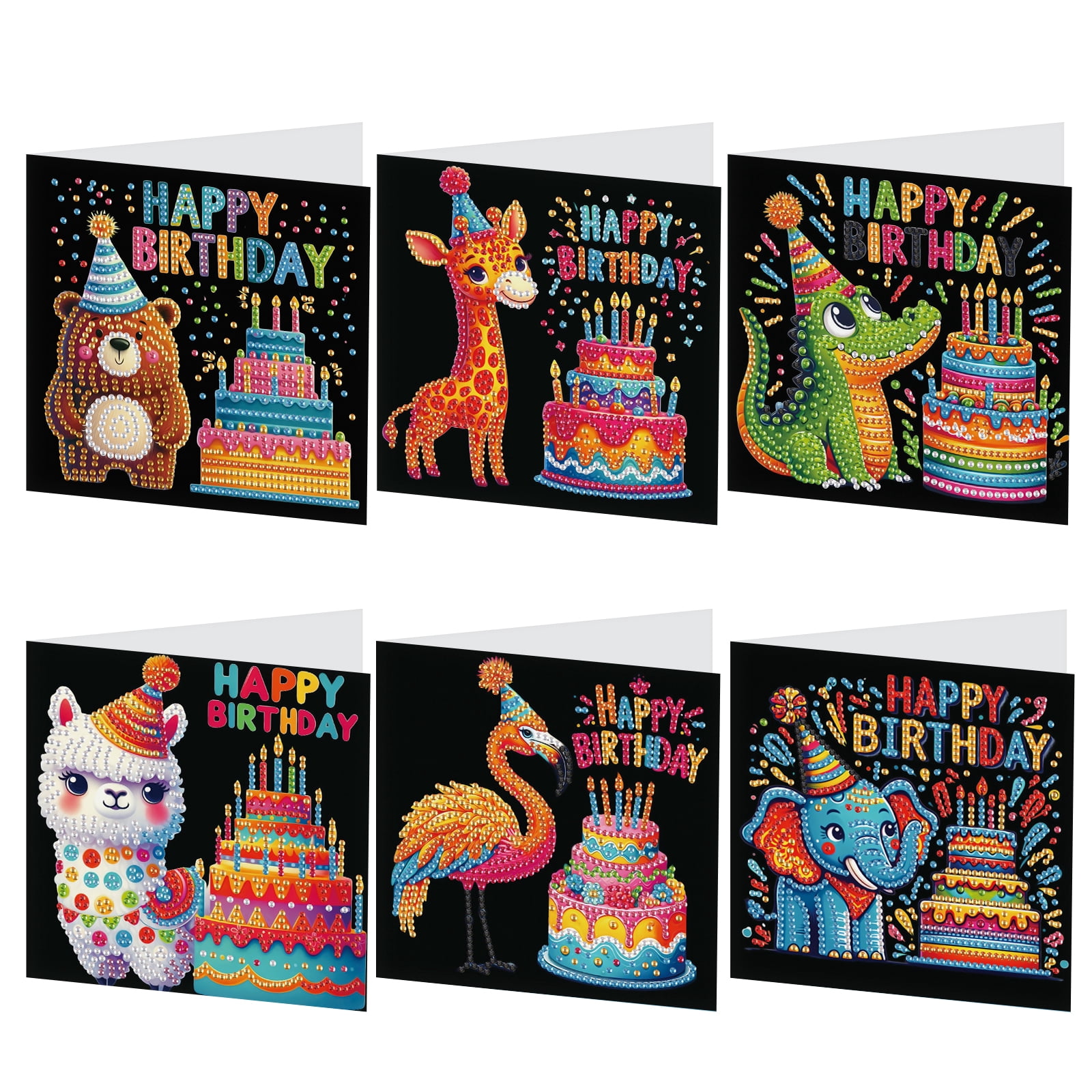 6pcs Diamond Art Painting Kit Greeting Card, Crocodile Elephant etc ...
