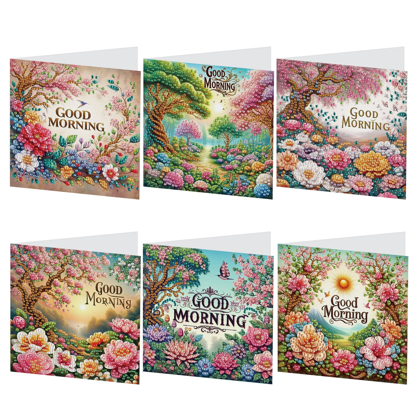 6pcs Diamond Art Painting Kit Greeting Card, Dream Beauty 5D DIY ...