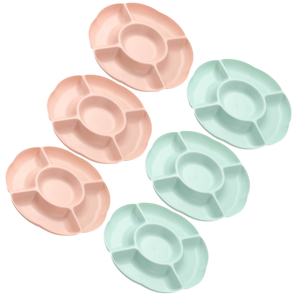 Guichaokj 6pcs Divided Serving Tray Sectional Round Plastic Appetizer ...