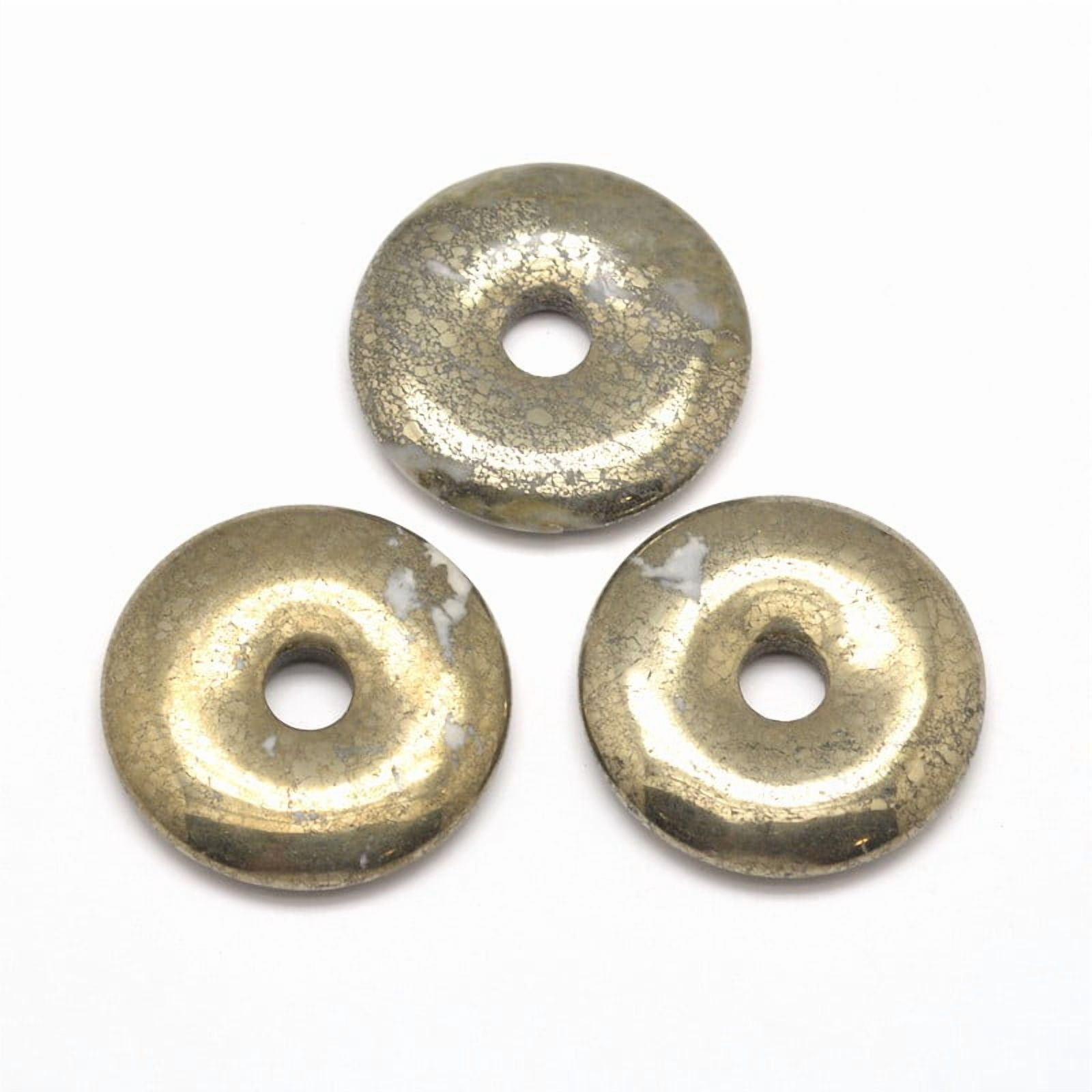 6pcs Donut/Pi Disc Natural Pyrite Pendants Donut Width: 15.5mm 40x6mm ...