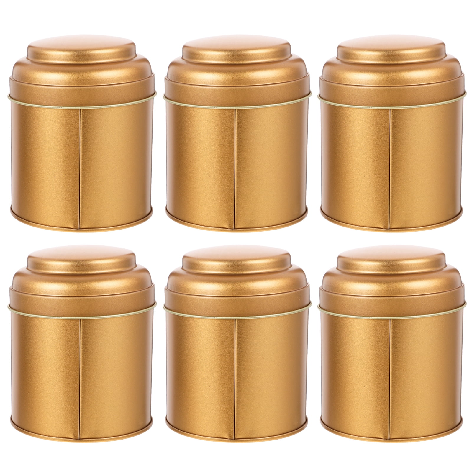 6pcs Double Lids Tea Tin Canister Reusable Tinplate Storage Canister ...