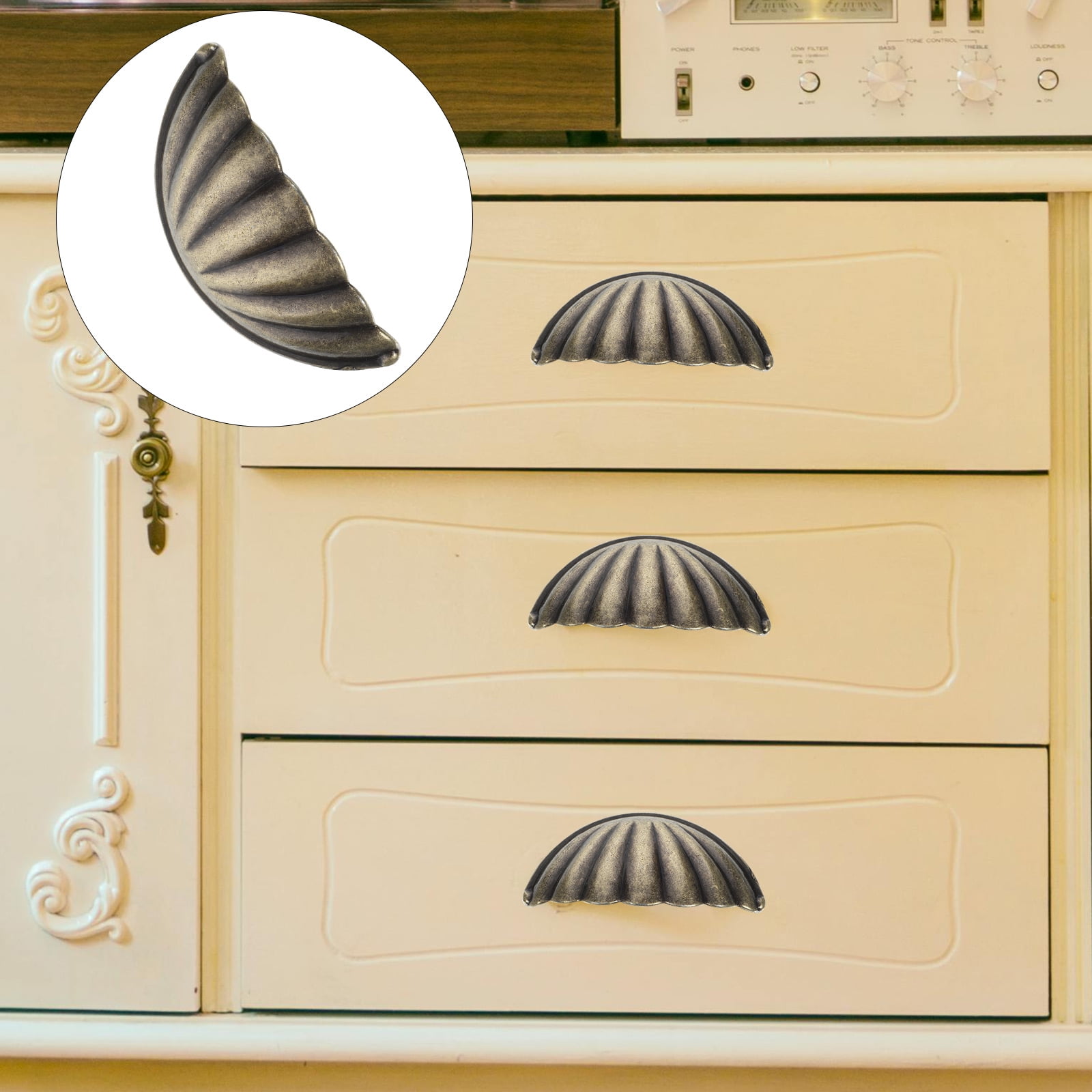 6pcs Drawer Pulls Shell Designed Cabinet Bin Cup Drawer Handle Vintage ...