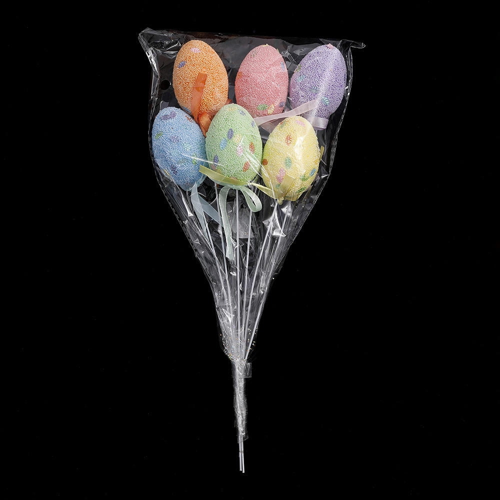 6pcs Easter Egg Tree Branch Cake Topper Ornament Colorful Sequins Foam ...