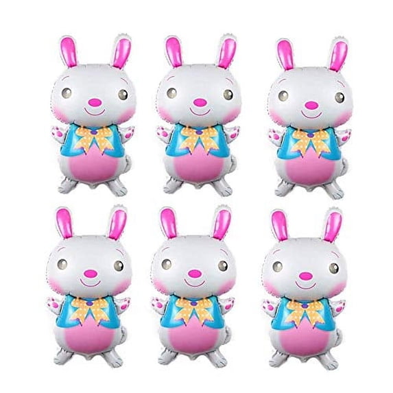 6pcs Easter Party Decorations Rabbit Bunny Shape Balloons Aluminum Foil ...