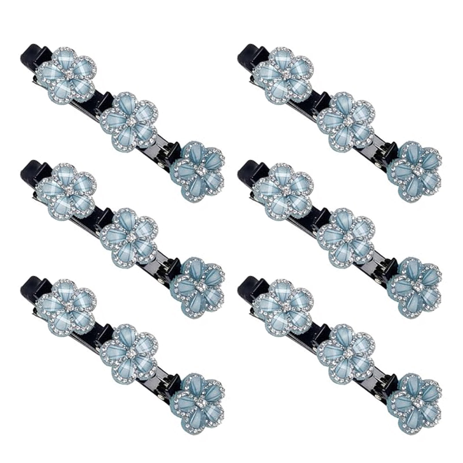 6pcs Elegant Five Petal Flower Hair Clip with Double Layer Braided ...