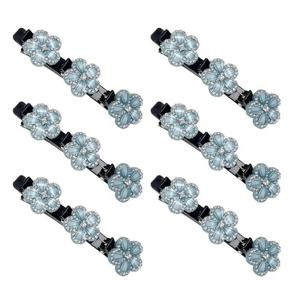 6pcs Elegant Five Petal Flower Hair Clip with Double Layer Braided ...