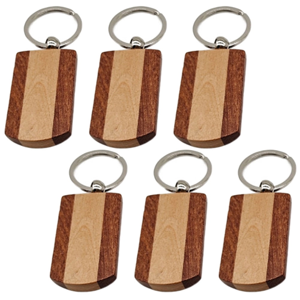 6pcs Engravable Wooden Keychains DIY Lettering Key Chain Pendants Blank ...