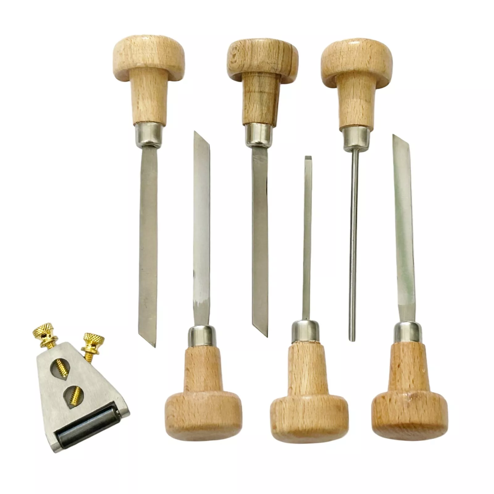 6pcs Engraver Gravers with Wooden Handles Tool Clock & Graver Sharpener ...