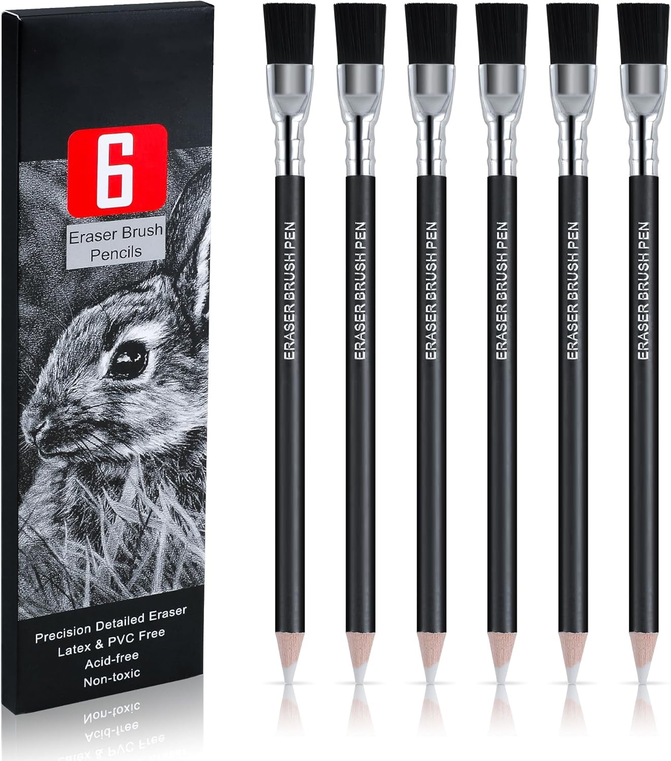 6pcs Eraser Pencil with Brush,Eraser Pencils for Artists,Erasing Small ...