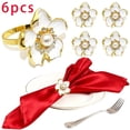 6pcs Exquisite Pearl Flower Napkin Rings - Small Fresh White Floral ...