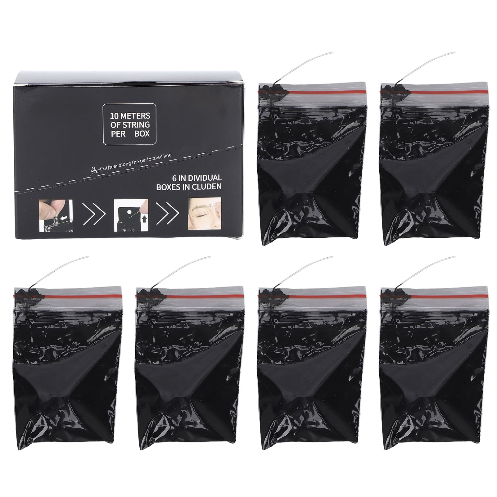 6pcs Eyebrow Mapping String Microblading Pre Inked Mapping Thread ...