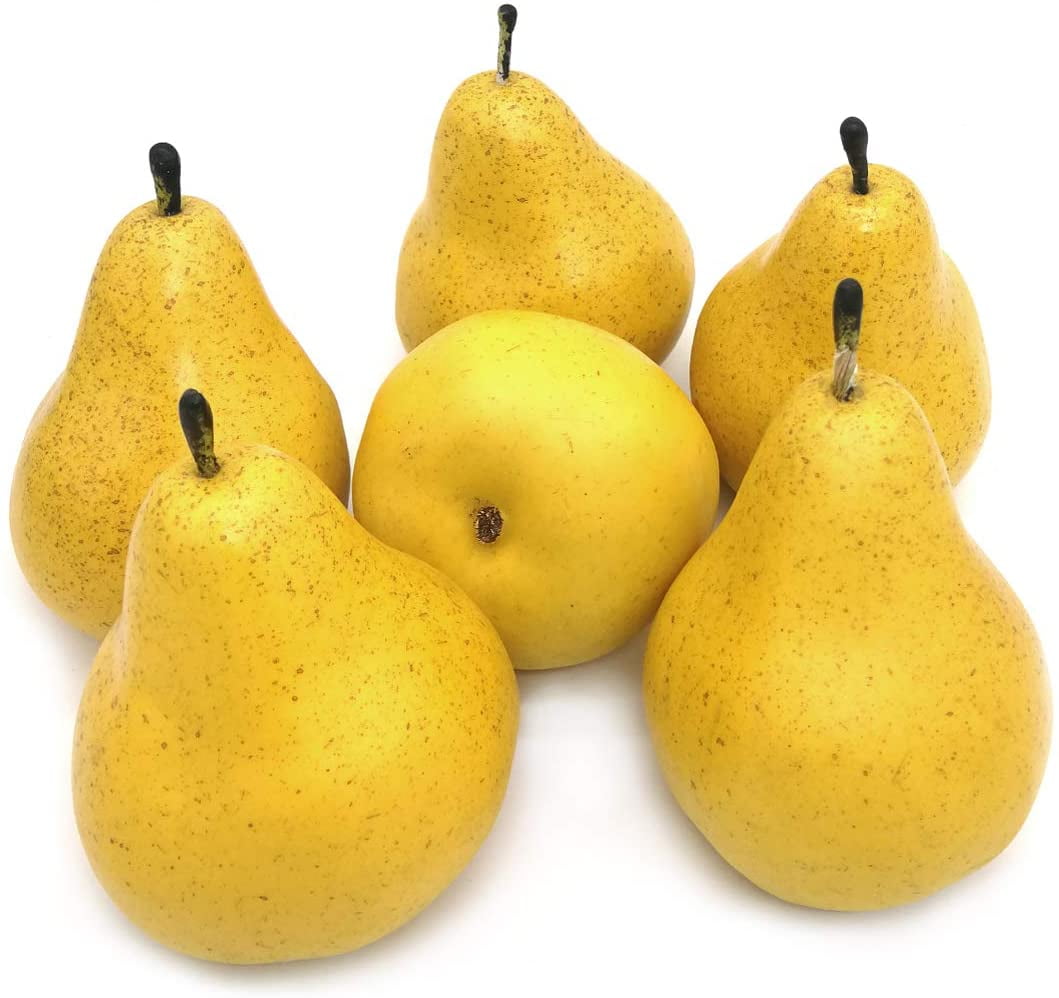 6pcs Fake Pears Artificial Fruits Vivid Yellow Pear for Home Fruit Shop ...