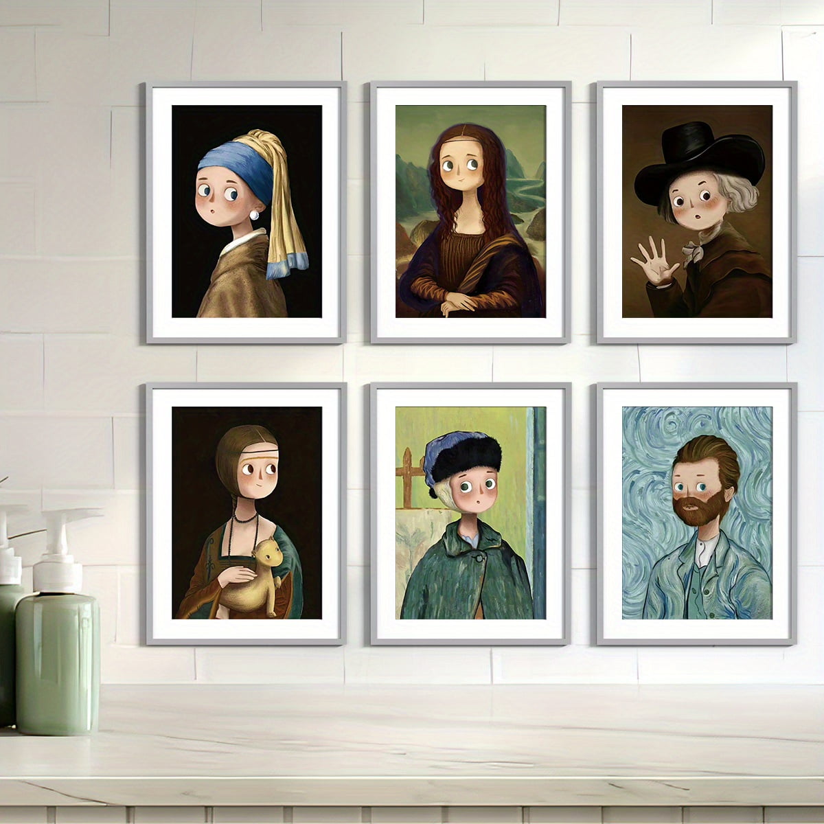 6pcs Famous Painting Reproductions - Mona Lisa, Renaissance Portraits ...