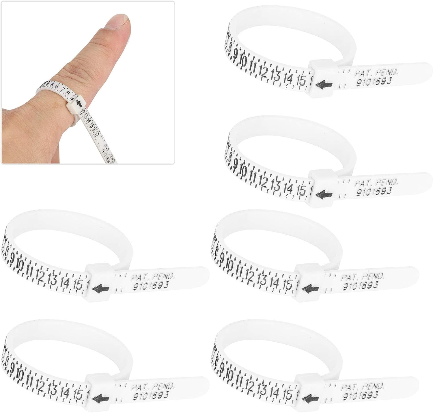 6pcs Finger Sizing Gauge Measuring Tool Standard Scale Sizer with Soft ...