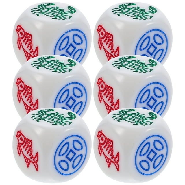 6pcs Fish Shrimp Crab Chick Dice Game Dice Props Solid Party Game Dices ...