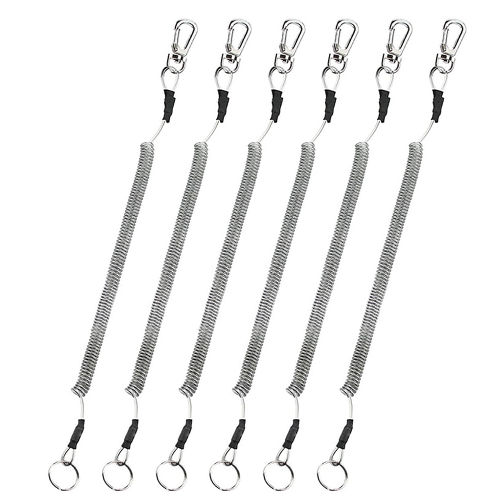 6pcs Fishing Coiled Lanyard Heavy Duty Safety Boating Rope Retractable ...