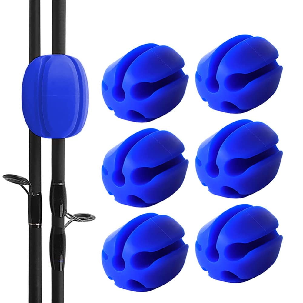 6pcs Fishing Rod Holder Straps, 5 Hole Fishing Tackle Ties, Silicone ...