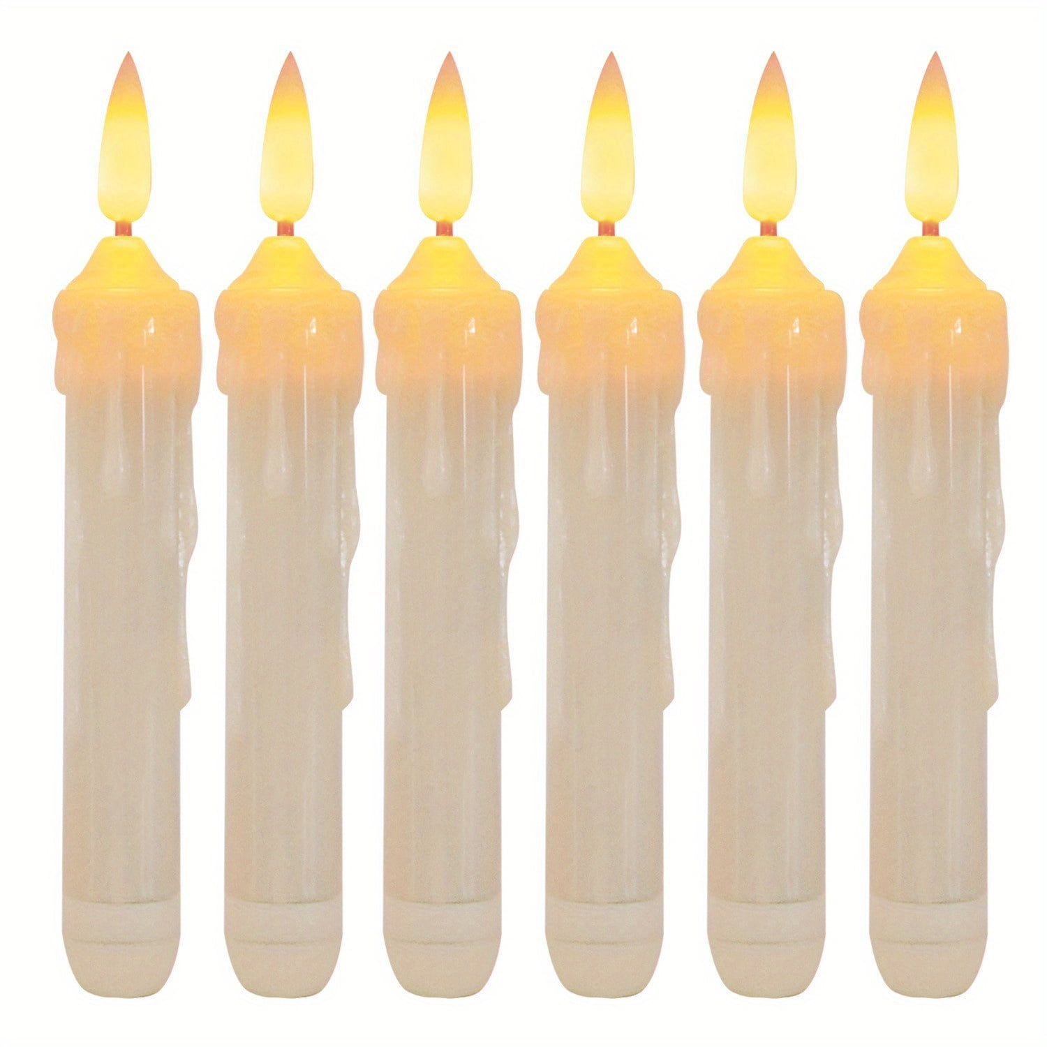 6pcs Flameless LED Candle Lights with Realistic Flashing Flame - Long ...