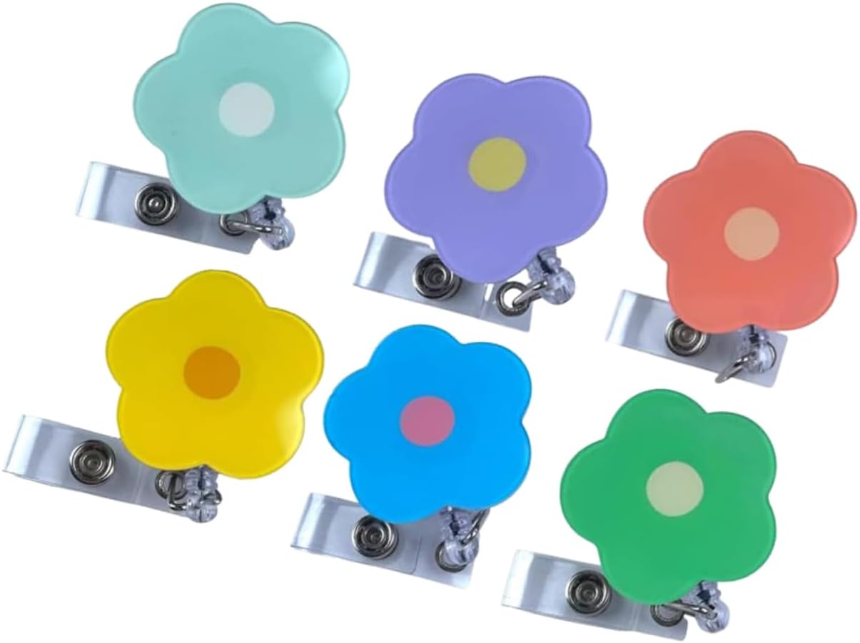 6pcs Flower Easy Pull Buckle Tag Tabs Badge Reels Badge Clip The ...