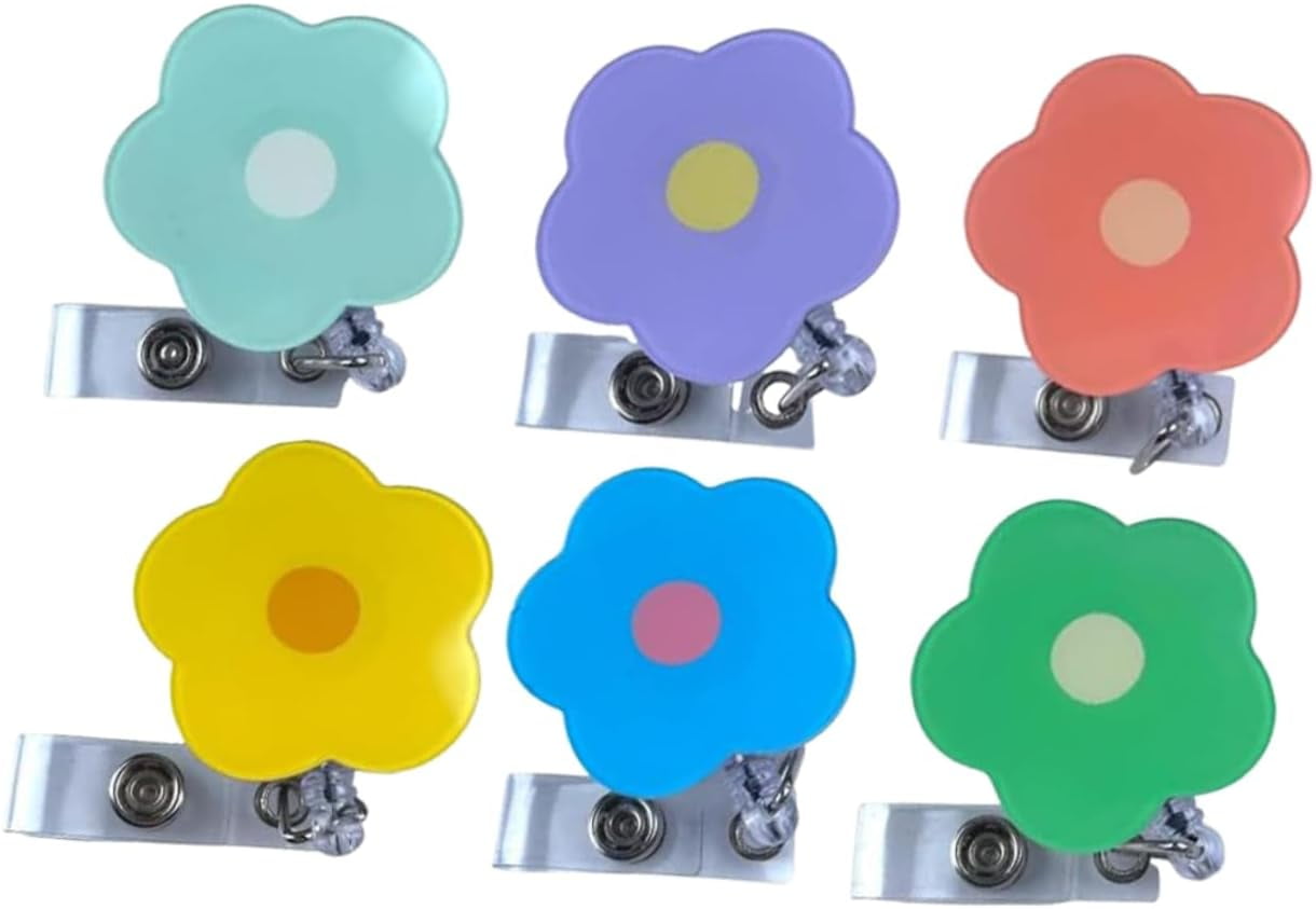6pcs Flower Easy Pull Buckle Tag Tabs Work Accessory Badge Clip Cute ...