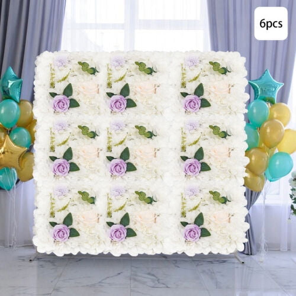 6pcs Flower Wall Panel Artificial Flower Wall Background Rose Mat ...