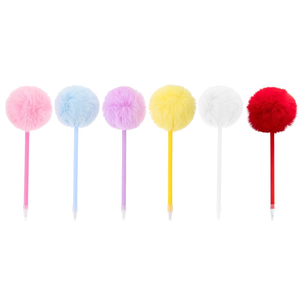 6pcs Fluffy Writing Pens Ballpoint Pens Plush Ball Ballpoint Pens ...