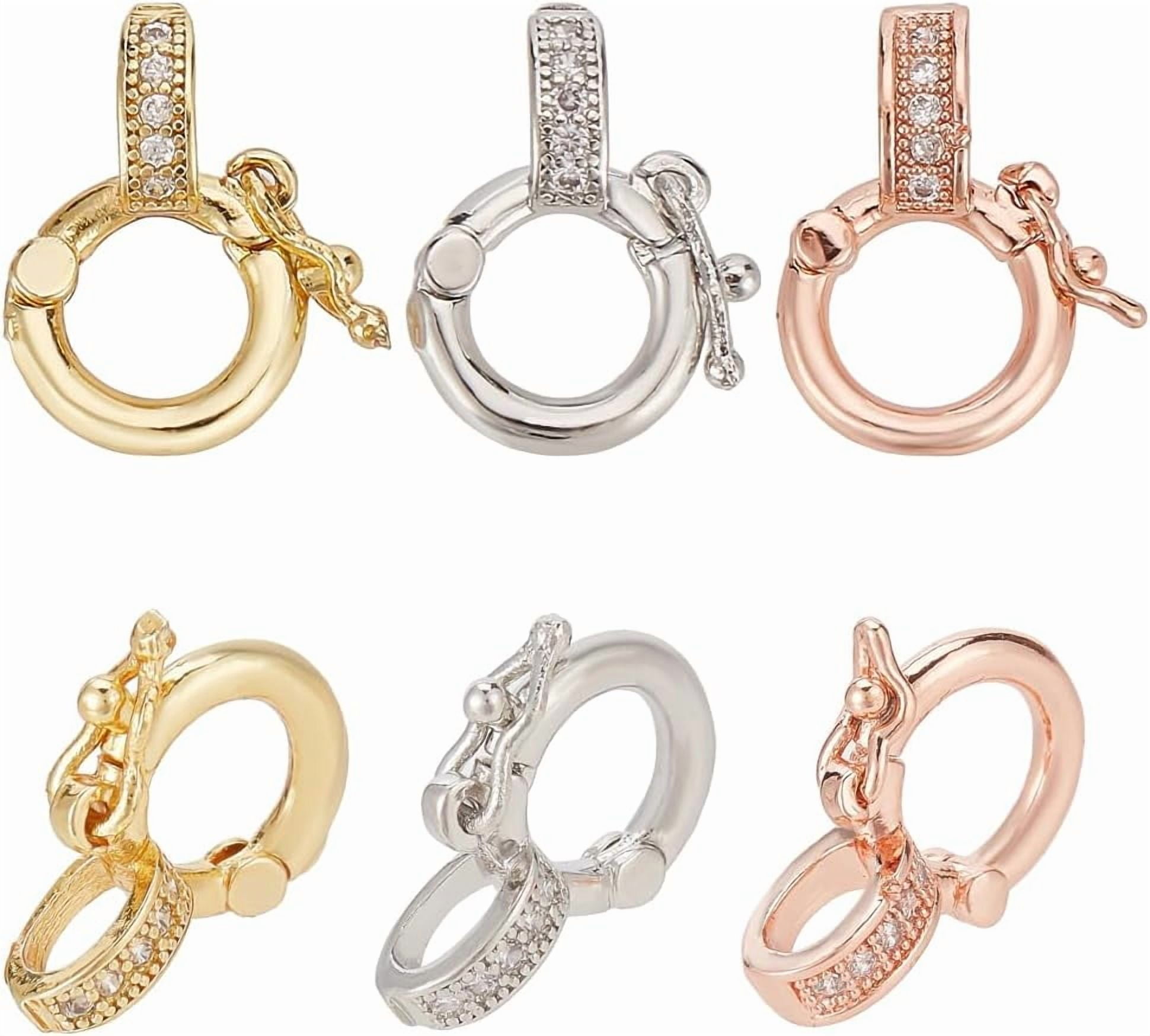 6pcs Fold Over Clasp 3 Color Twister Bail Clasps Necklace Extension ...