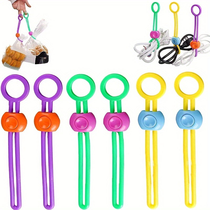 6pcs Food Bag Sealing Tie Closure Clip, Food Sealing Tie Rope Binding ...