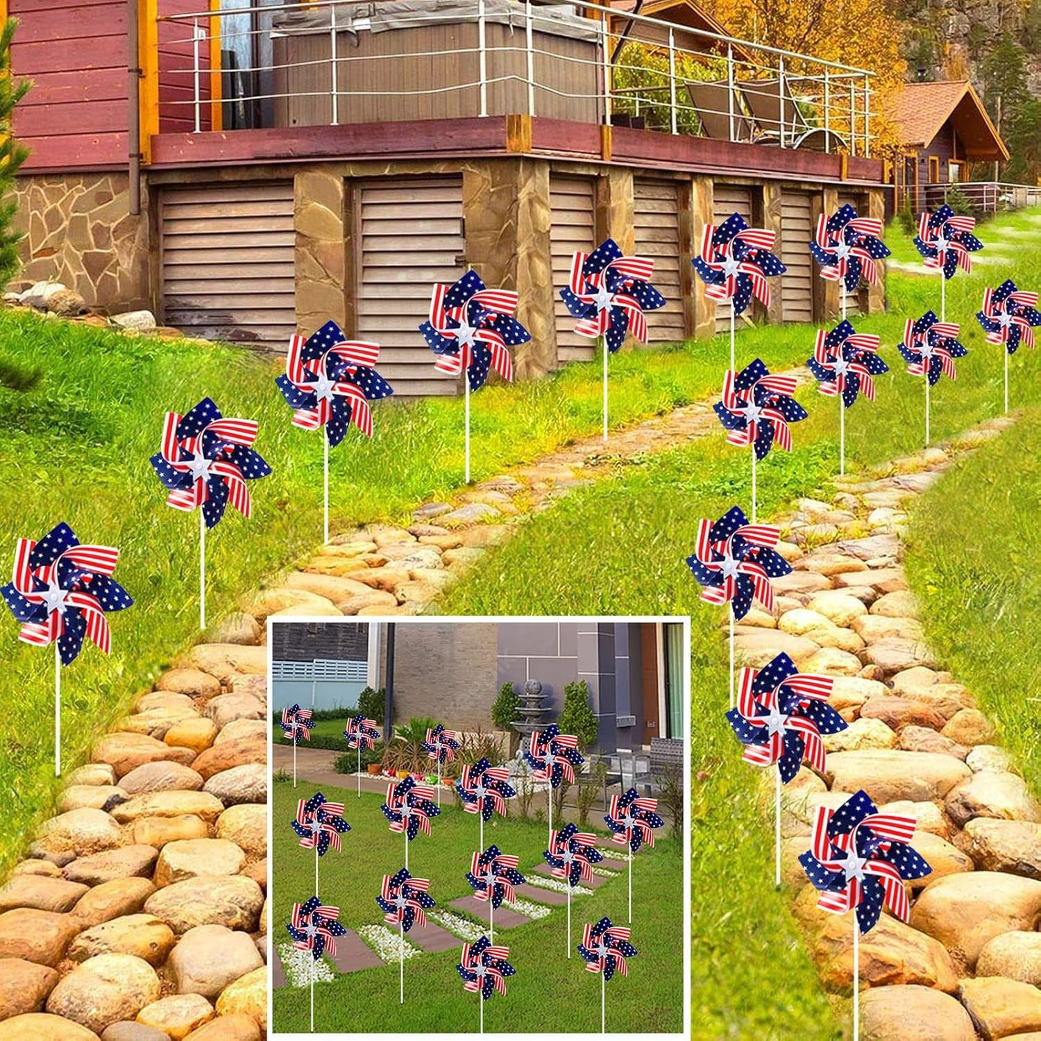 6pcs Fourth of July Pinwheels,Red White and Blue 4th of July ...