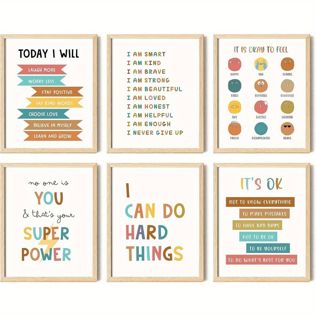 6pcs Frameless Affirmation Wall Decor, Positive Affirmations for Room ...