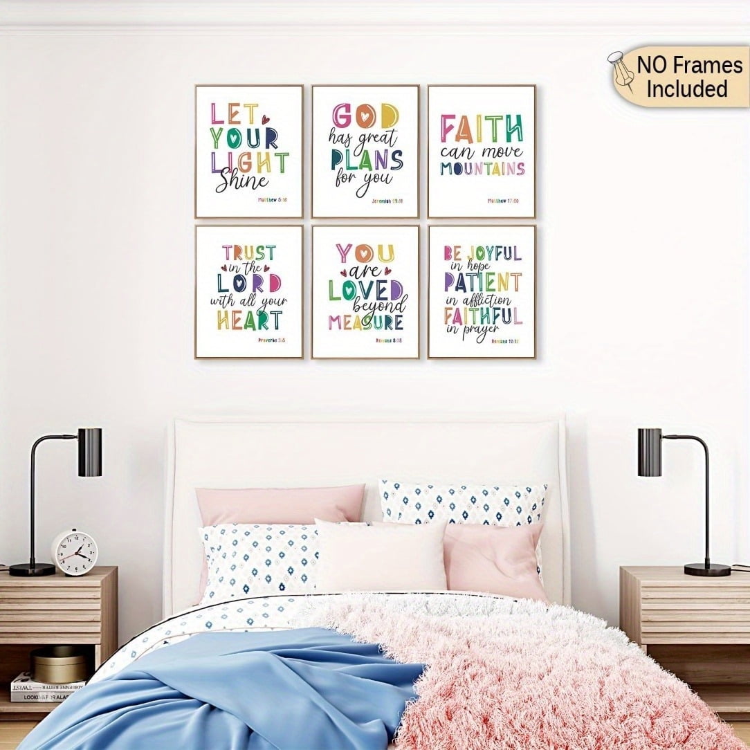 6pcs Frameless Bible Verse Wall Art Christian Scripture Posters ...