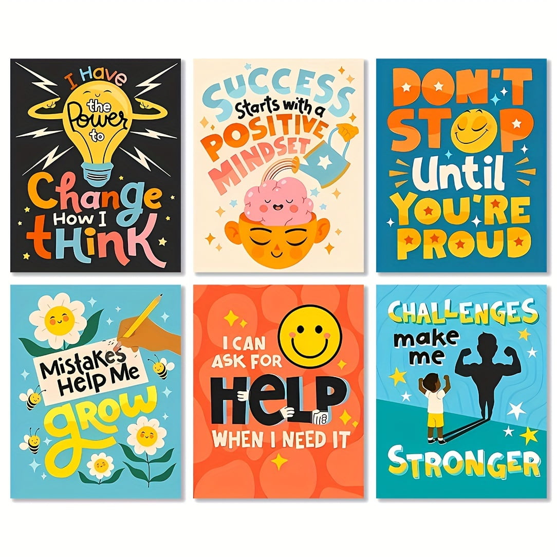 6pcs Frameless Growth Mindset Posters For School Classroom Decor ...