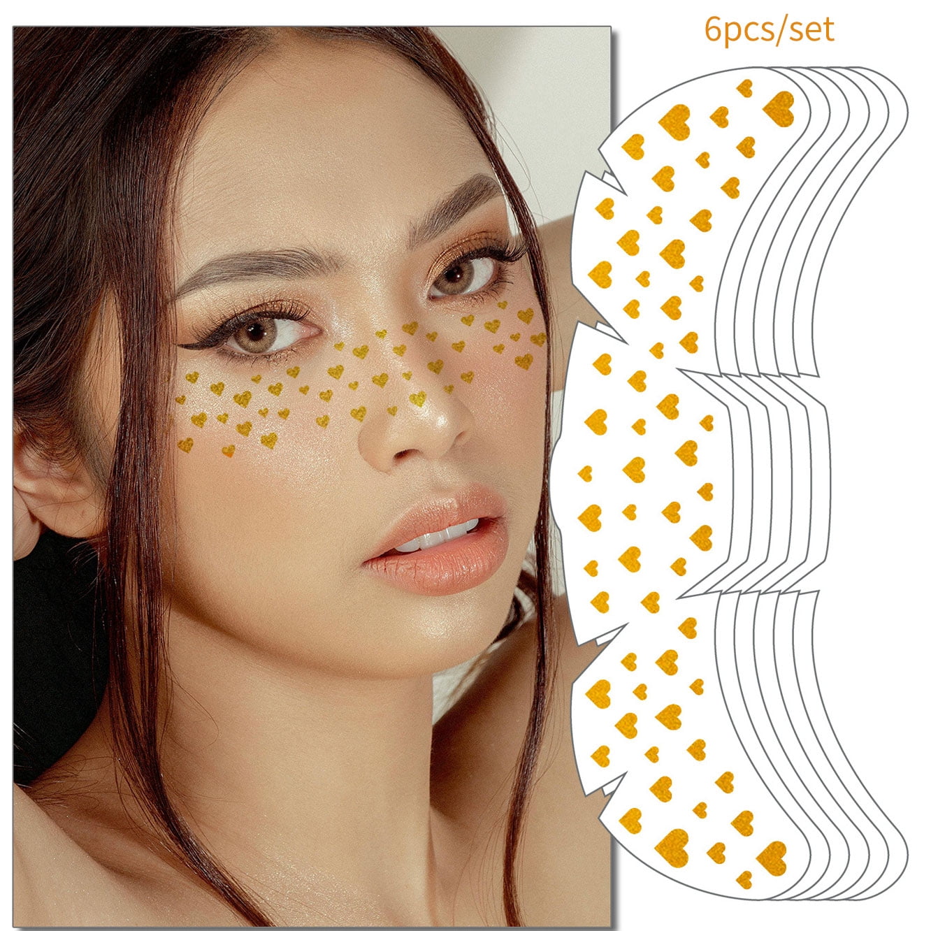6pcs Freckle Stickers Gold Silver Metallic Temporary Stickers For Women ...