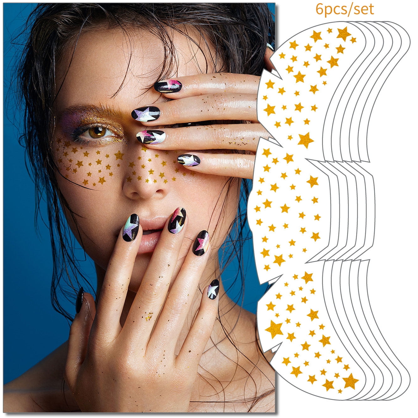 6pcs Freckle Stickers Gold Silver Metallic Temporary Stickers For Women ...