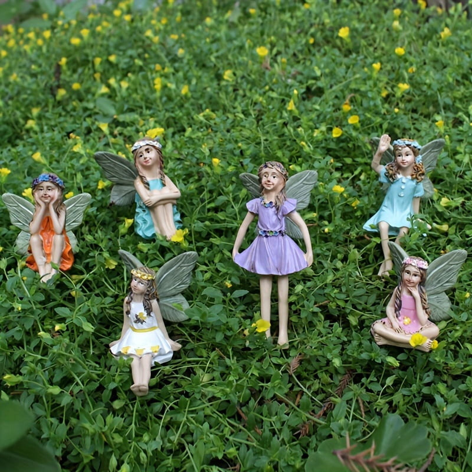 6pcs Garden Mini Fairies Statues, Mini Garden Statues for Outdoor ...
