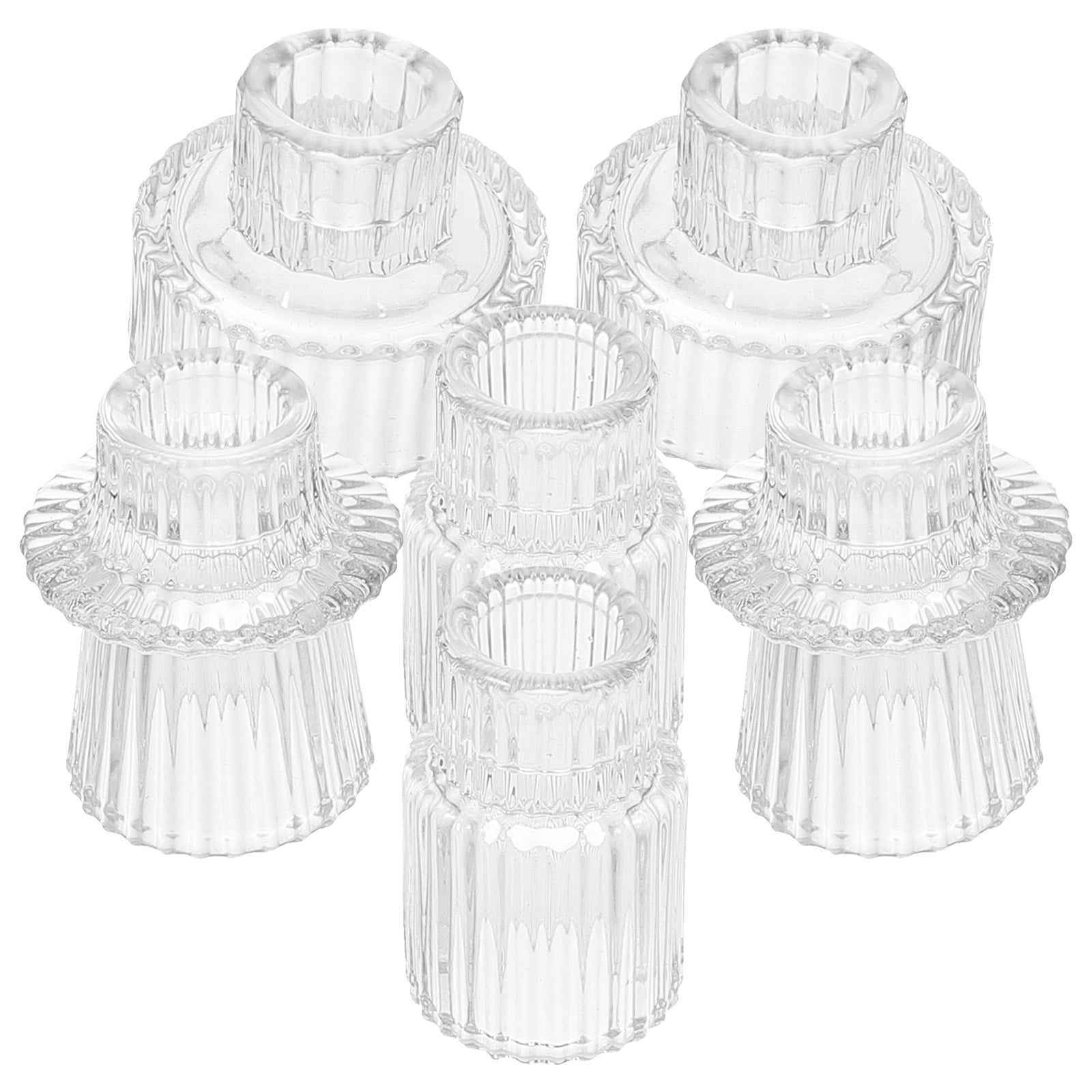 Raindrops Glass Candlestick Holders Transparent 6Pcs 2.8x2.2x2.2in ...