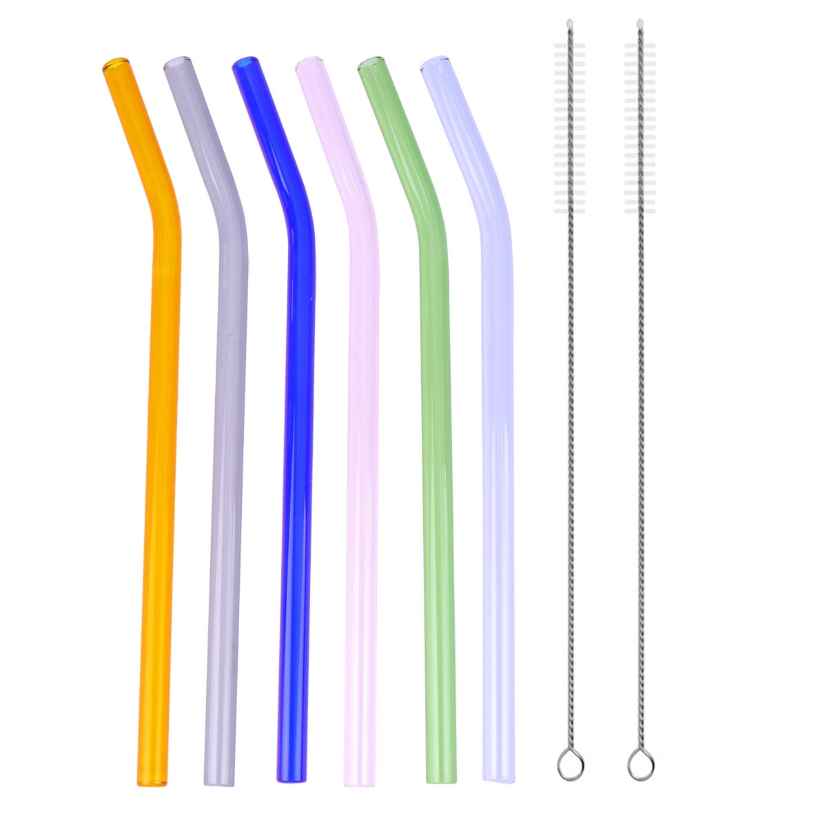 6pcs Glass Drinking Straw Heat-resisting Straw Colorful Water Straw ...