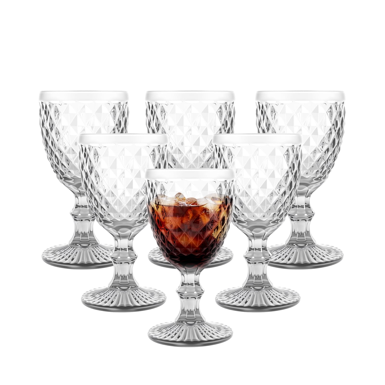 6pcs Glass Goblet Vintage, 8.5oz Stemware Wine Glass Sets, Drinking ...