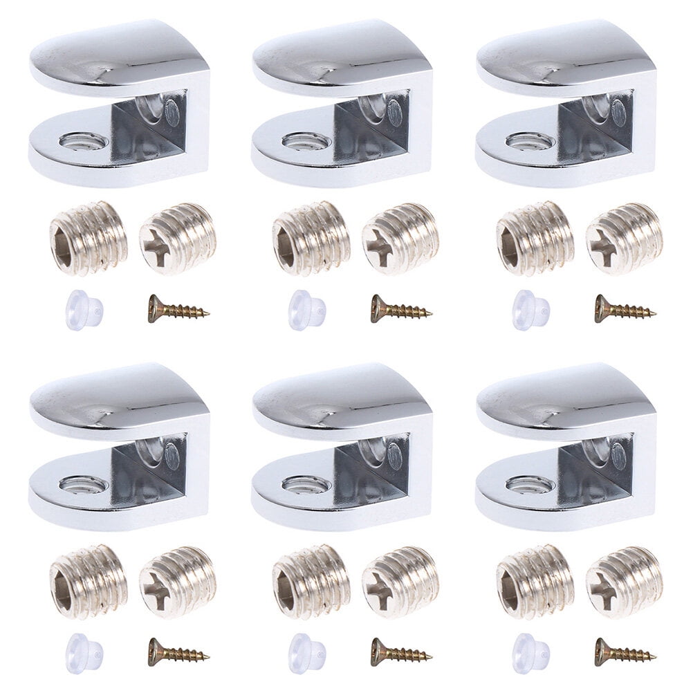 6pcs Glass Shelf Bracket Zinc Alloy Glass Clip Clamp Glass Mount ...