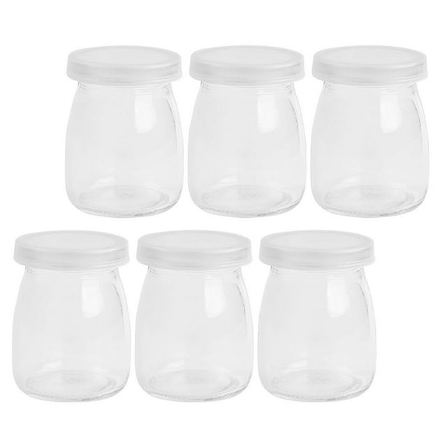 6pcs Glass Yogurt Pudding Bottles Clear Yogurt Jars Glass Pudding Jars ...